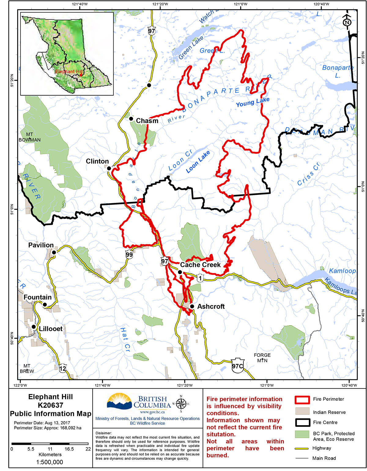 Aug. 14: Elephant Hill fire now estimated at 168,092 hectares | The ...